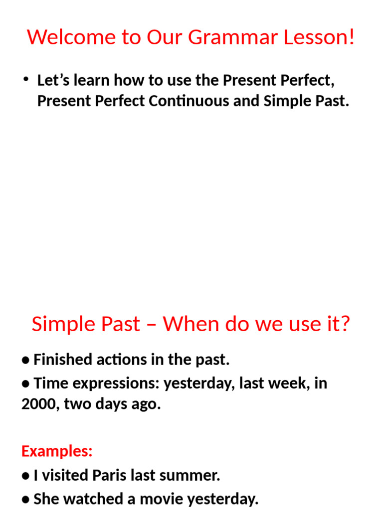 Present Perfect SimplePast Presentation | PDF