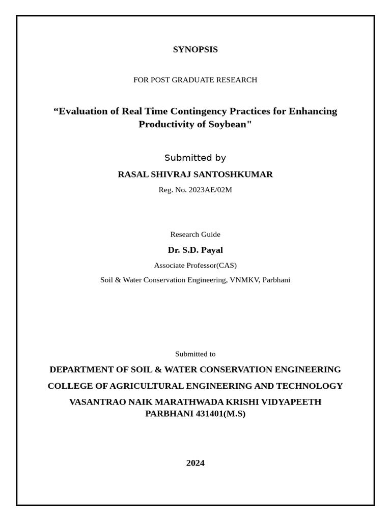 Synopsis Cover Page | PDF