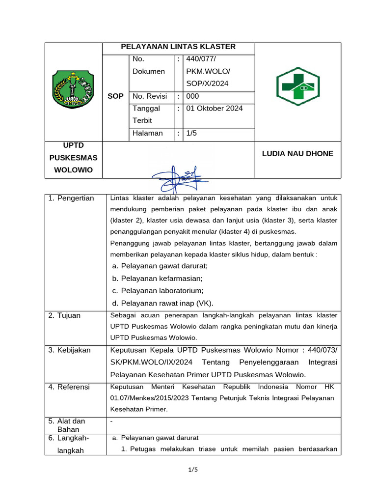 SOP Lintas Klaster | PDF