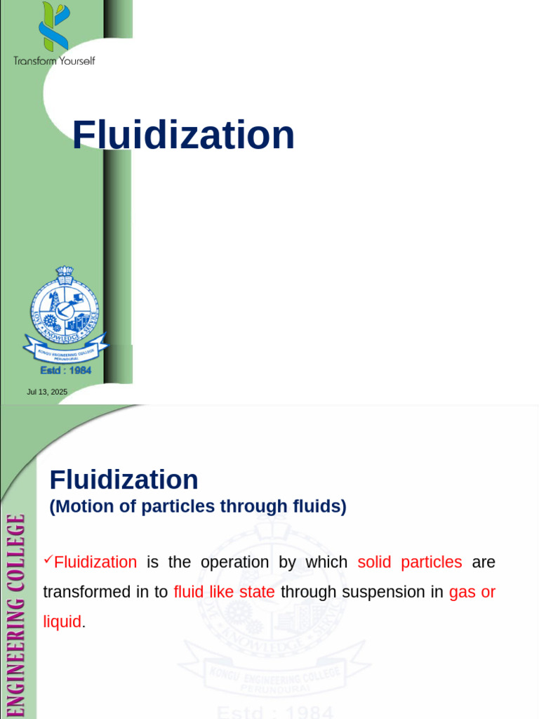Fluidization (Unit III) | PDF | Fluidization | Gases