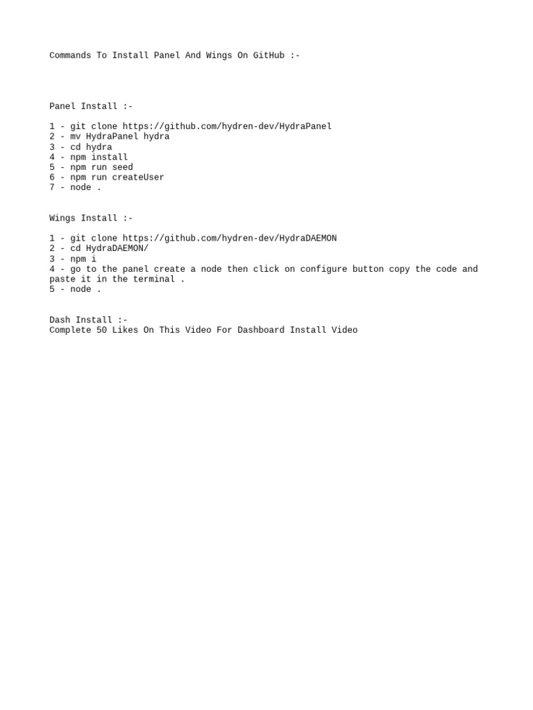 Panel & Wings Command For Github | PDF
