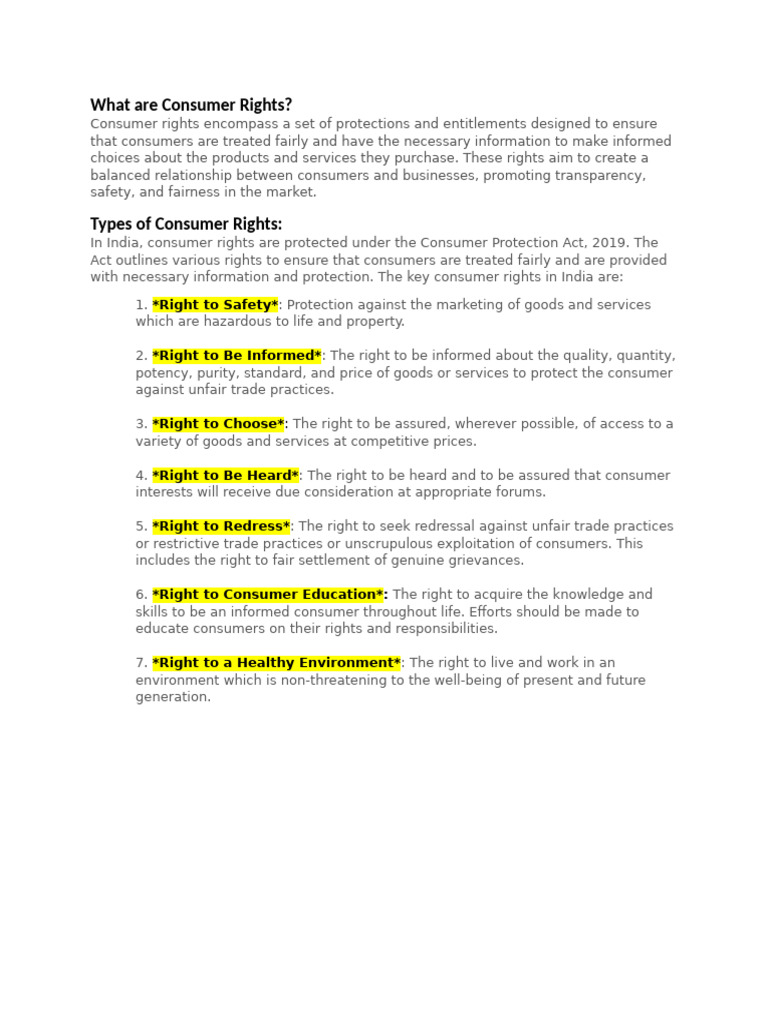 Understanding Consumer Rights in India | PDF