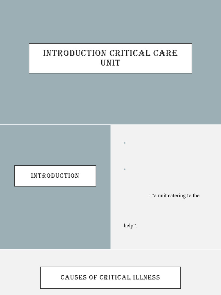 Introduction Critical Care Unit 4th Sem | PDF | Intensive Care Unit ...