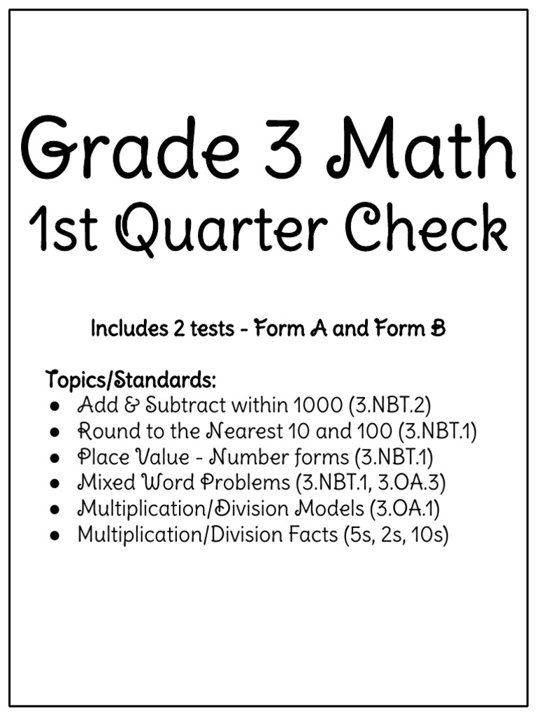 Grade 3 Math Assessment: 1st Quarter | PDF | Elementary Mathematics ...