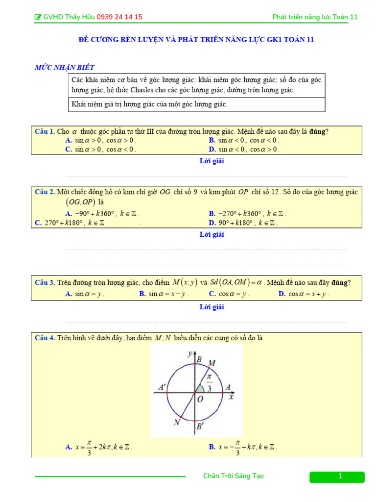 De Cuong Gk1 Toan 11-Nh 2025-2026 | PDF