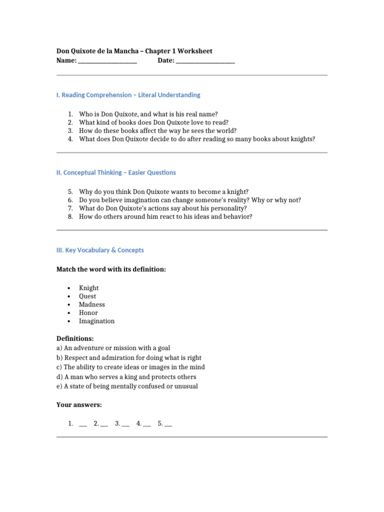 Don Quixote Chapter 1 | PDF