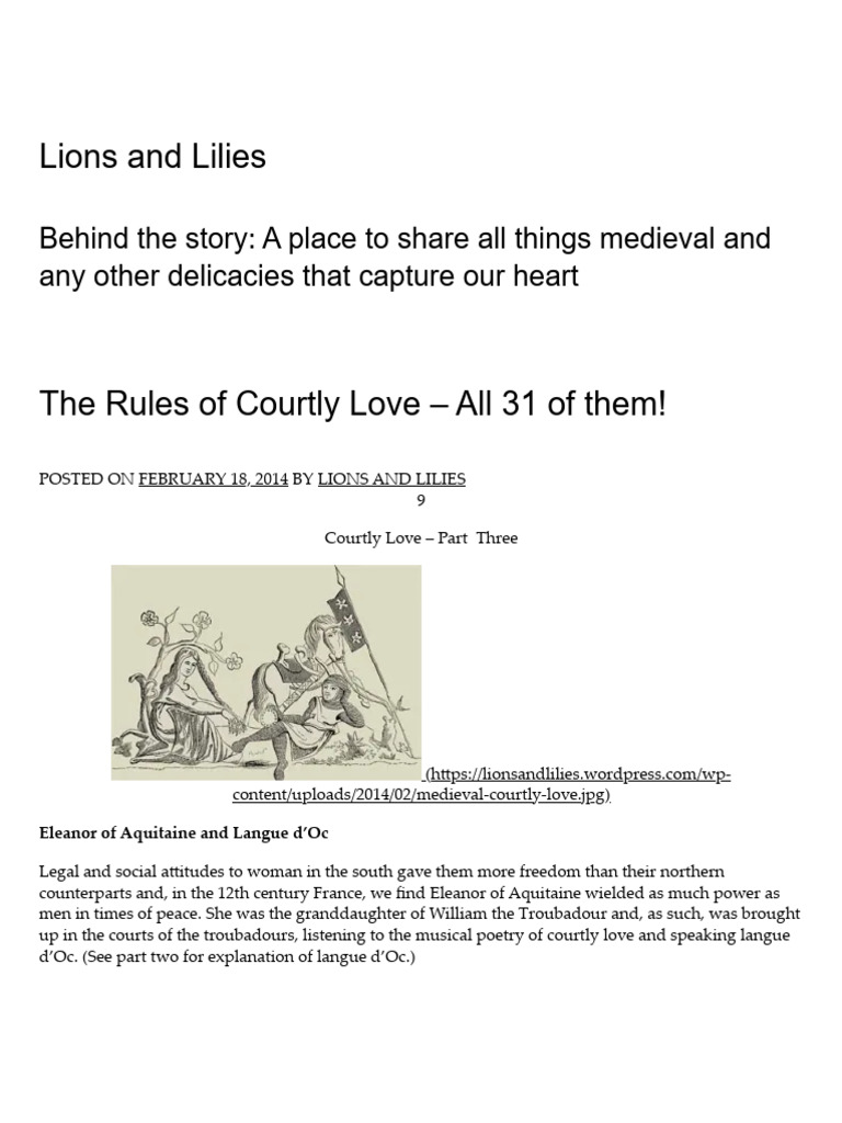 31 Rules of Courtly Love Explained | PDF | Love