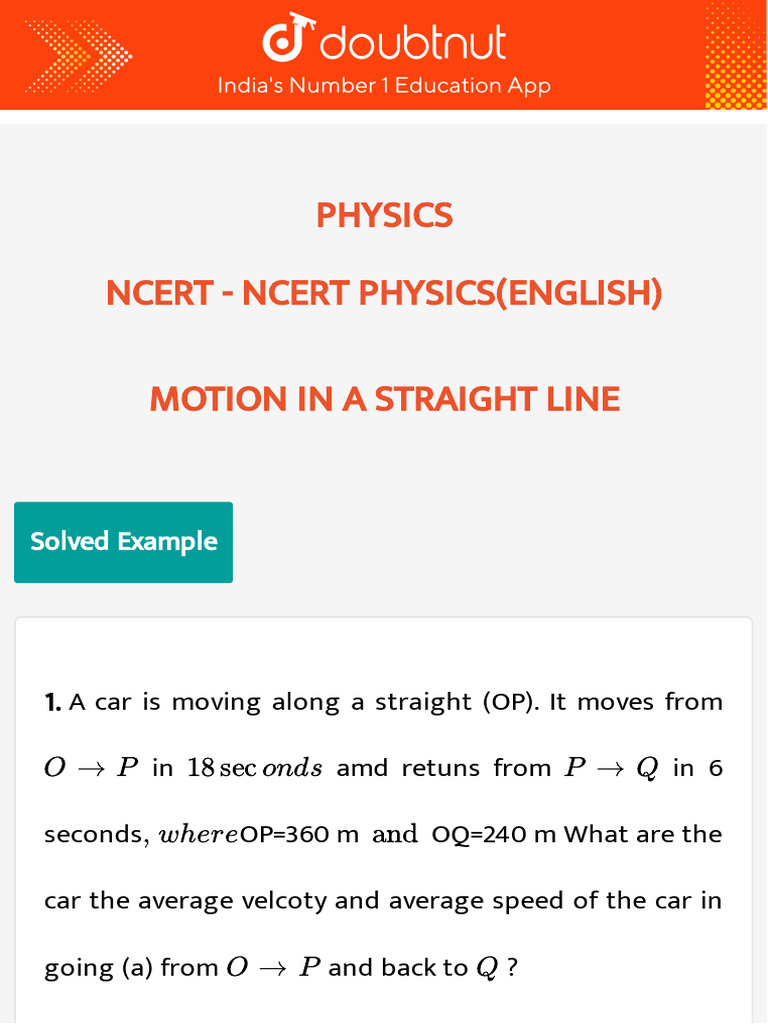 NCERT - 7-MOTION IN A STRAIGHT LINE (Notes) | PDF | Acceleration | Speed