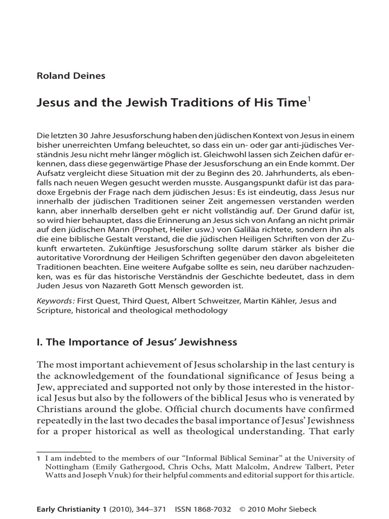 Jesus Jewish Traditions EC 2010 | PDF | Jesus | Paul The Apostle