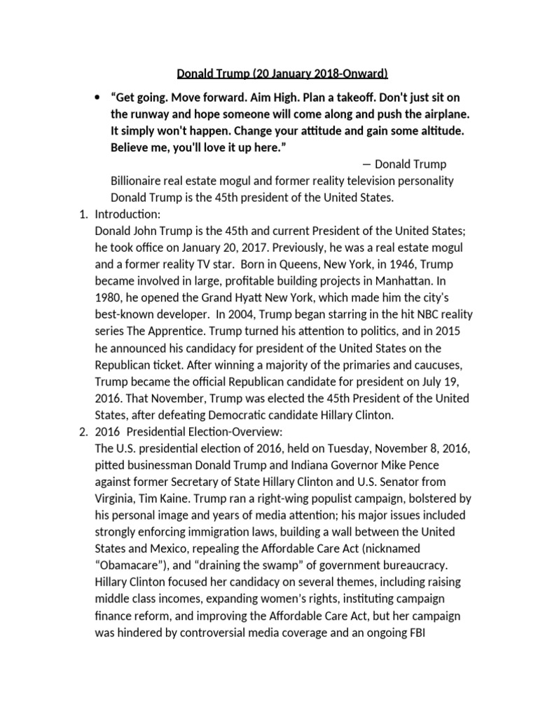 Donald Trump As President | PDF | Donald Trump | American Government