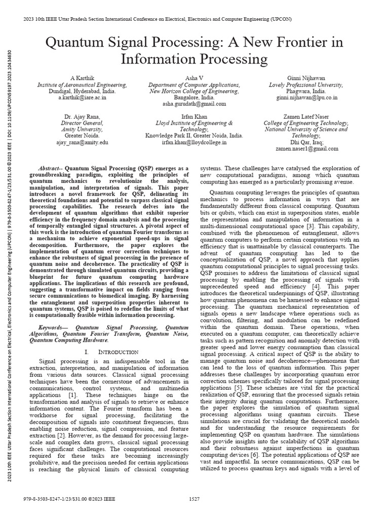 Quantum Signal Processing Innovations | PDF | Quantum Computing | Physics
