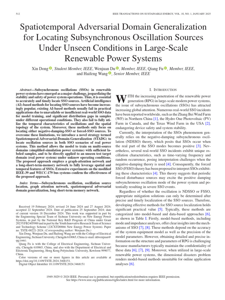 Spatiotemporal Adversarial Domain Generalization For Locating Subsynchronous Oscillation Sources ...