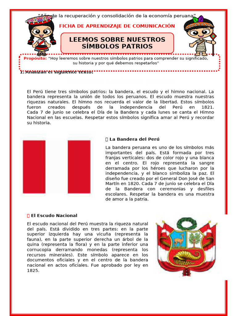 Ficha-Viern-comun-leemos Sobre Nuestros Símbolos Patrios | PDF ...