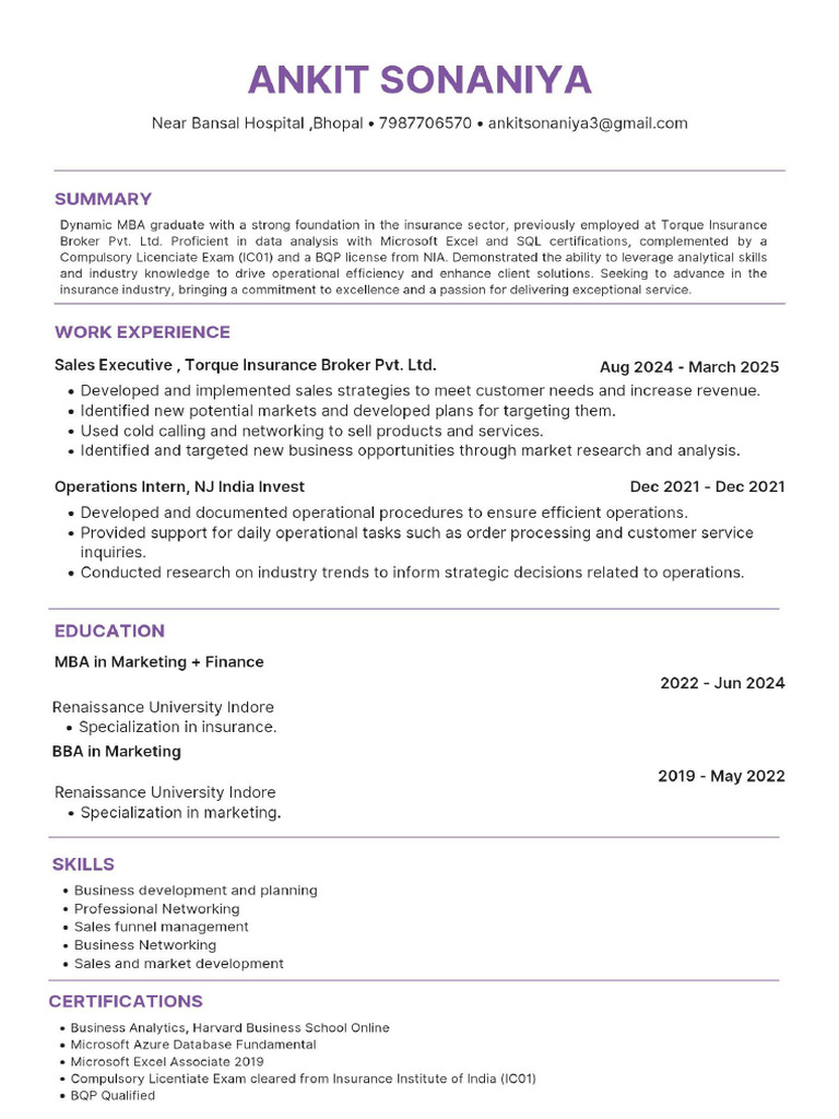 Ankit Sonaniya CV | PDF