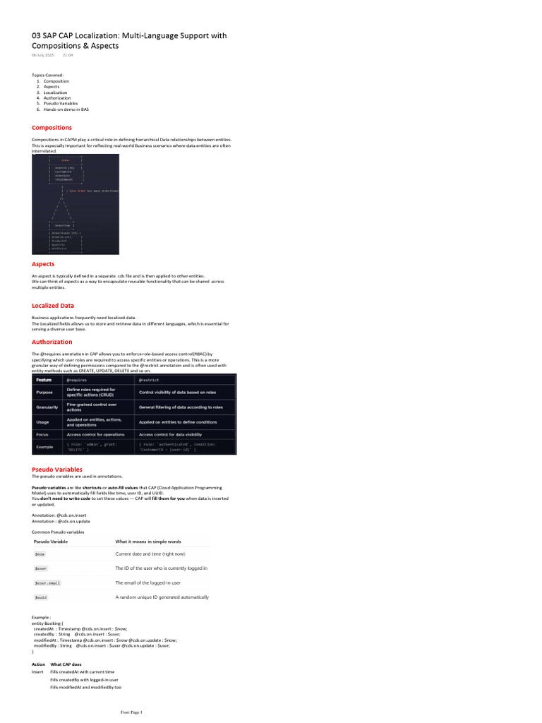 03 - Sap CAP Localization, Composition and Aspects | PDF | Computing | Software