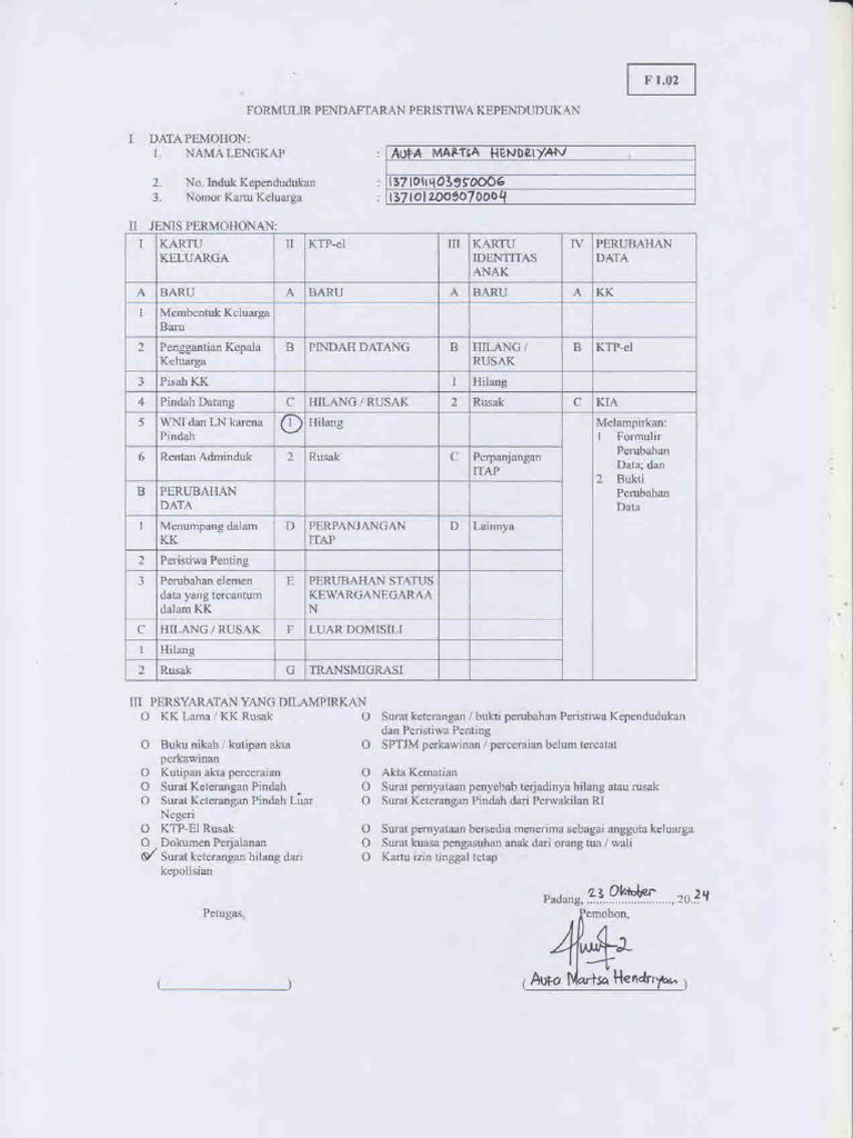 Form Kependudukan | PDF