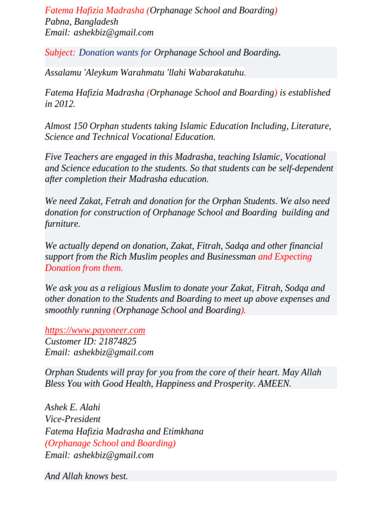 Orphanage School and Boarding | PDF