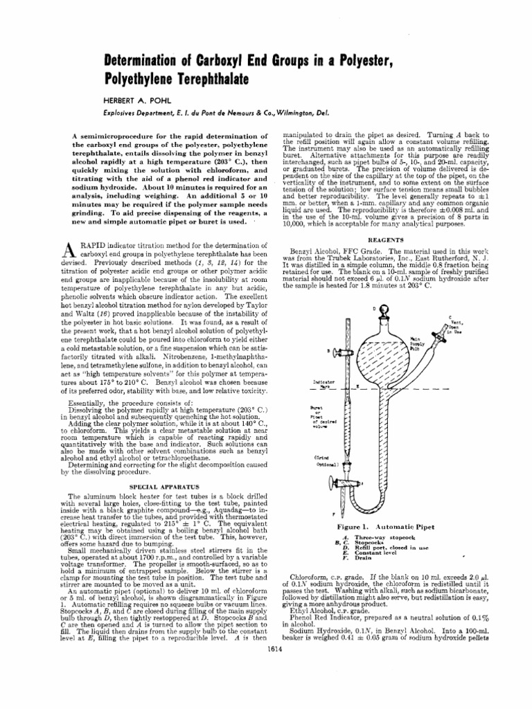 Rapid Titration of Carboxyl Groups in PET | PDF | Titration | Chemistry