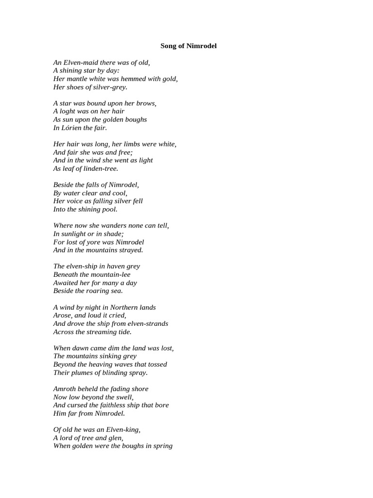 Song of Nimrodel | PDF | Physical Oceanography | Applied And ...