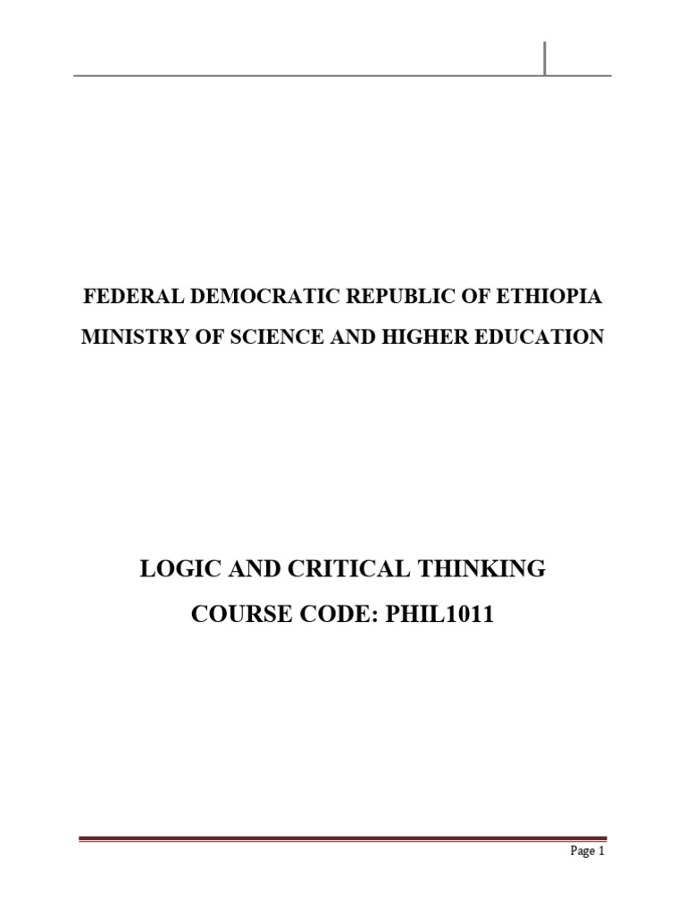 Logic and Critical Thinking (Final) | PDF | Epistemology | Critical Thinking