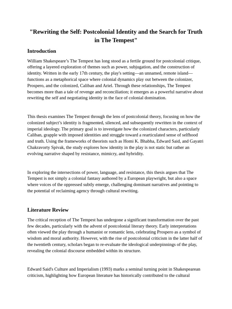 Rewriting The Self: Postcolonial Identity and The Search For Truth in ...