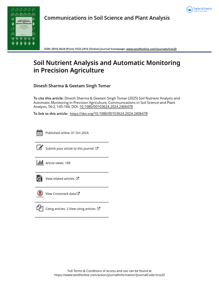 Soil Nutrient Monitoring in Precision Agriculture | PDF | Wireless ...