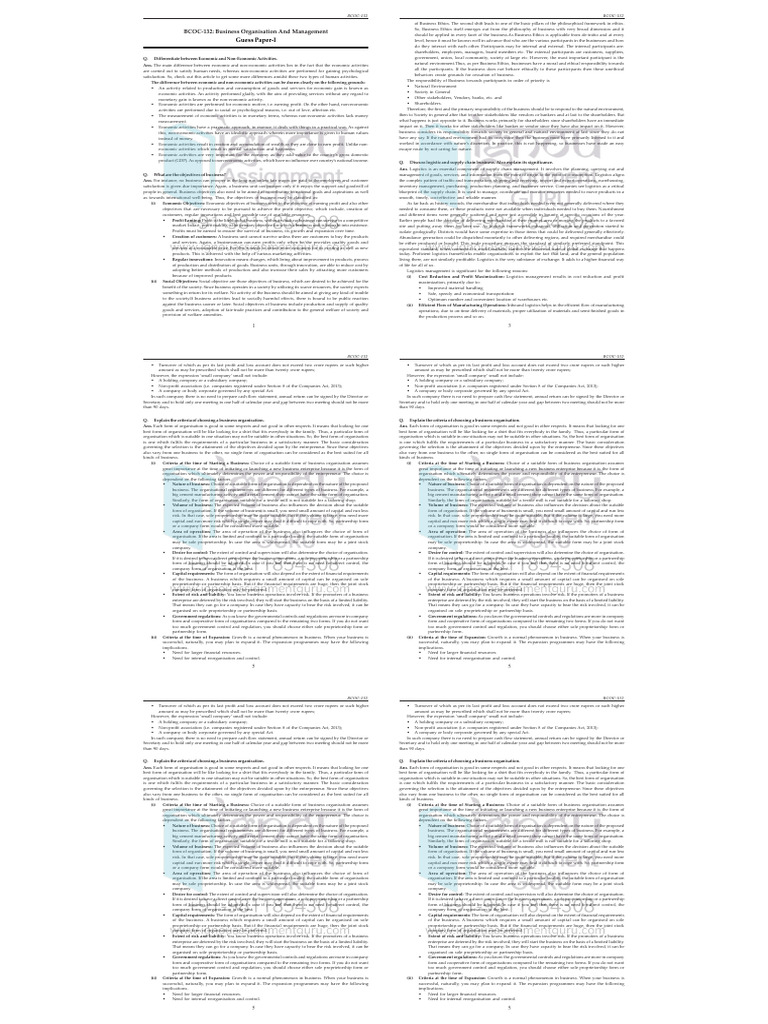 BCOC-132-EM-GP1 (N-Up 2x3) | PDF | Business Ethics | Logistics