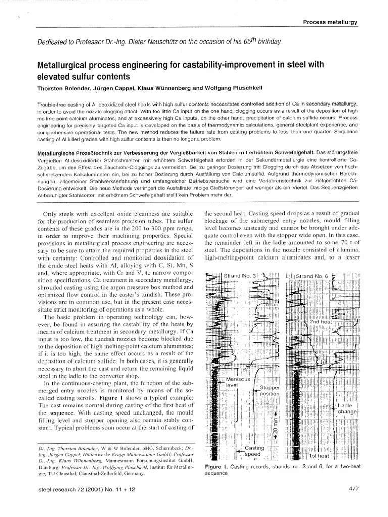 12en Castability of Steel With Elevated S Content Steel Resa | PDF