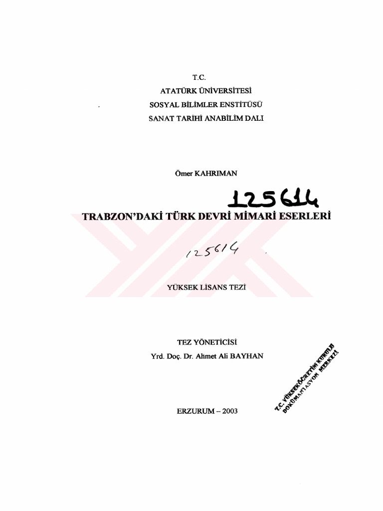 Ömer Kahrıman - Trabzon'daki Türk Devri Mimari Eserleri | PDF