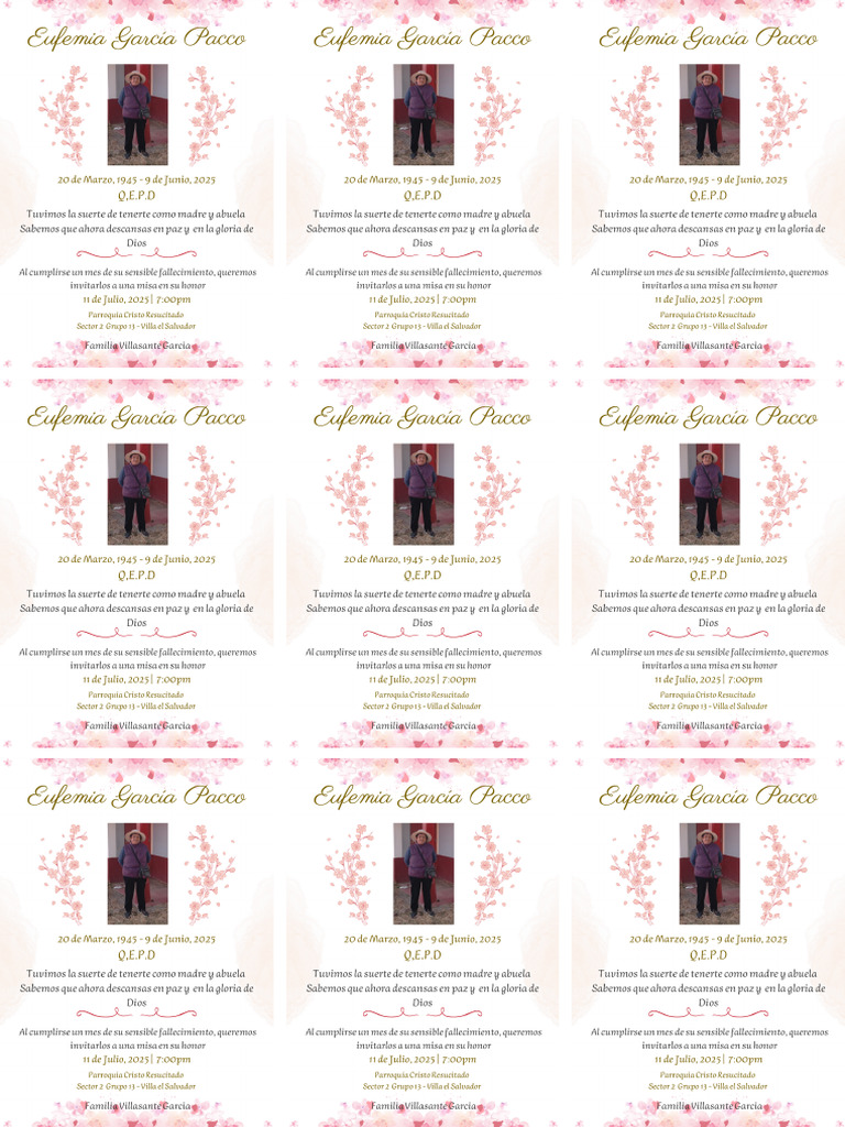 Invitaciones Misa Mamita x6 | PDF