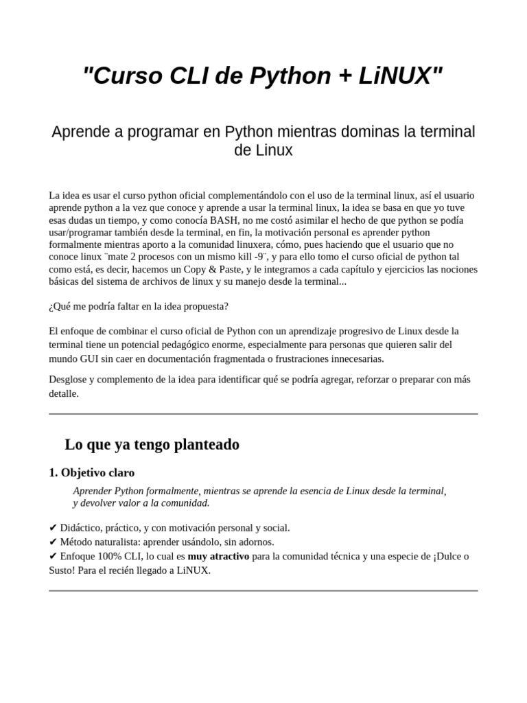 Curso CLI de Python + Linux Aprende A Programar en Python Mientras | PDF | Interfaz de línea de ...