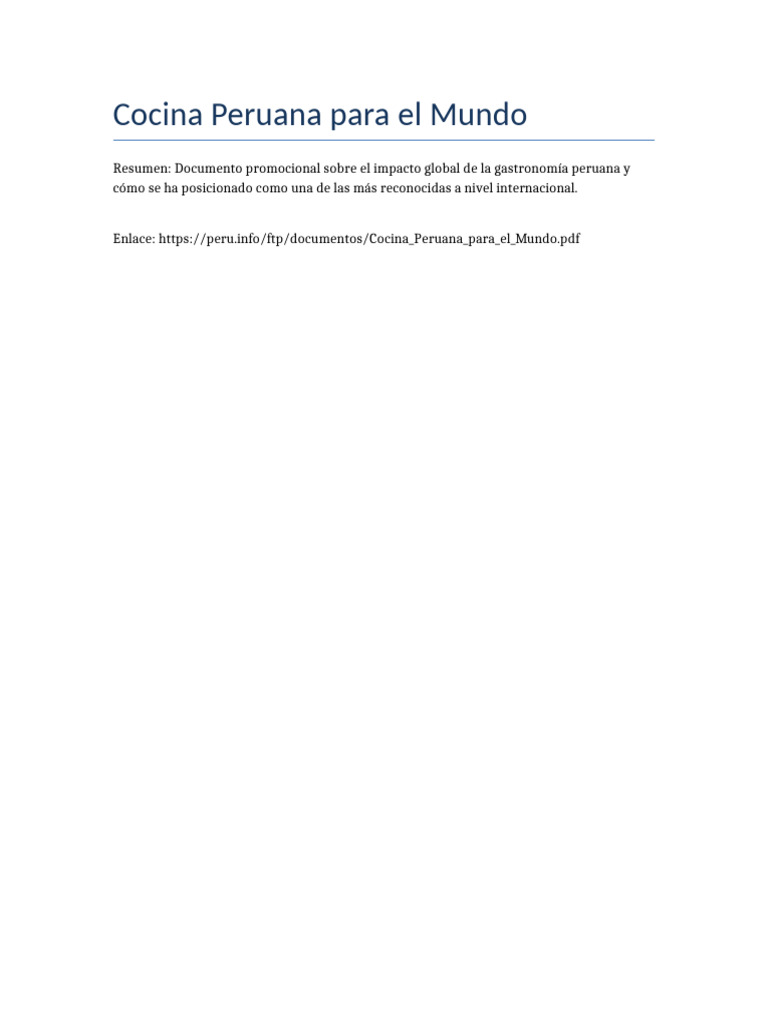 5 Cocina Peruana para El Mundo | PDF
