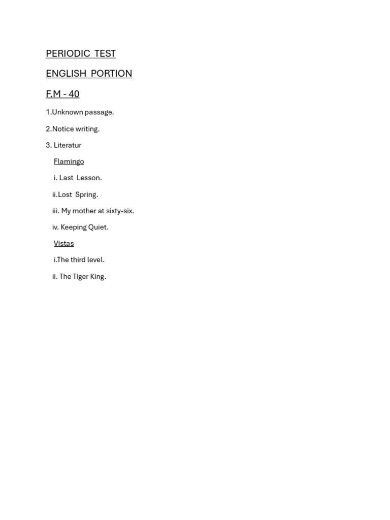 Periodic Test English Portion | PDF