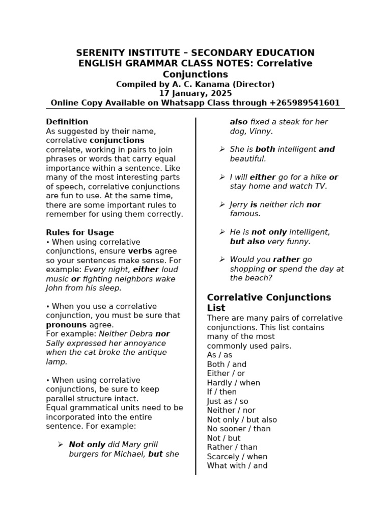 English Grammar Conjunctions | PDF | English Grammar | Syntax