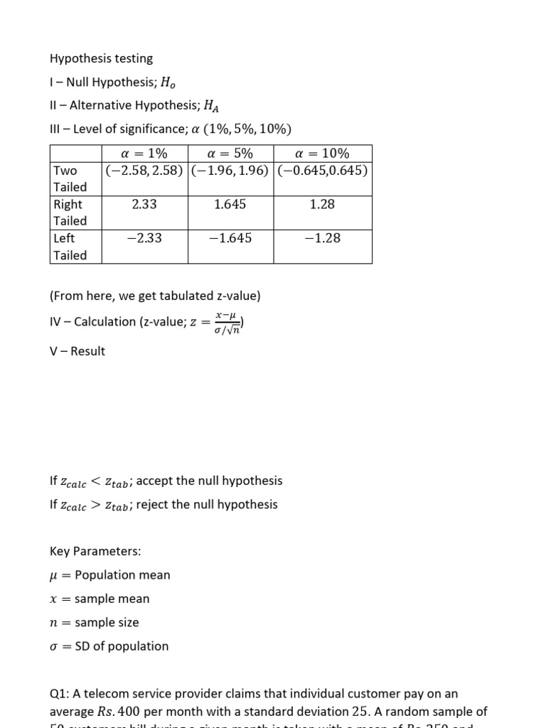 Hypothesis Testing | PDF