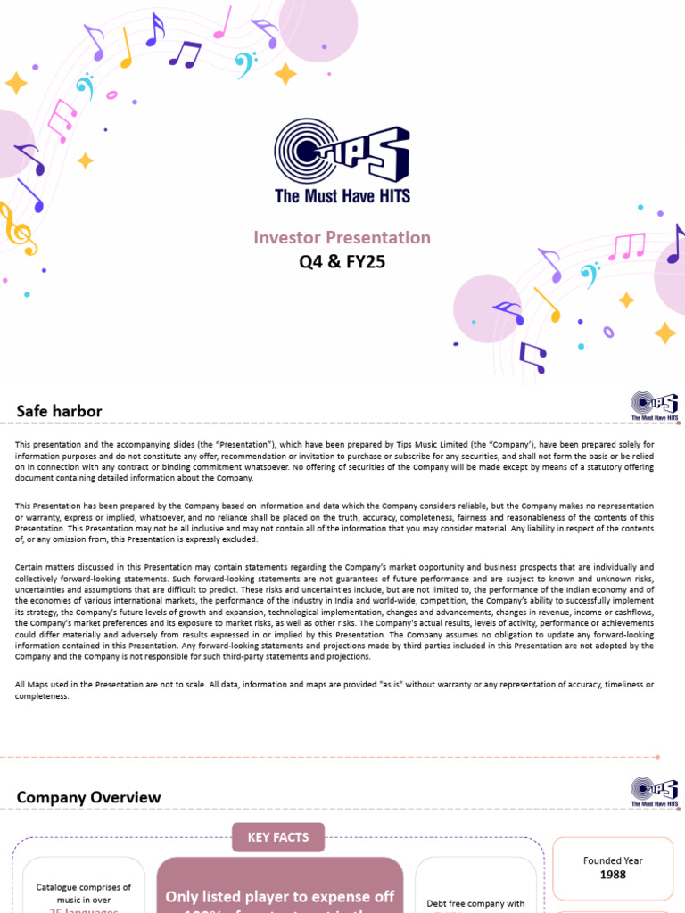 Tips Music Q4 FY25 Investor Insights | PDF | Expense | Equity (Finance)