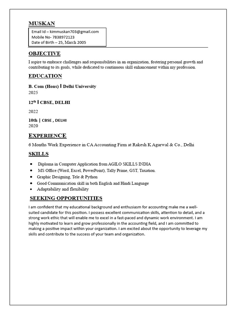 Muskan Resume | PDF