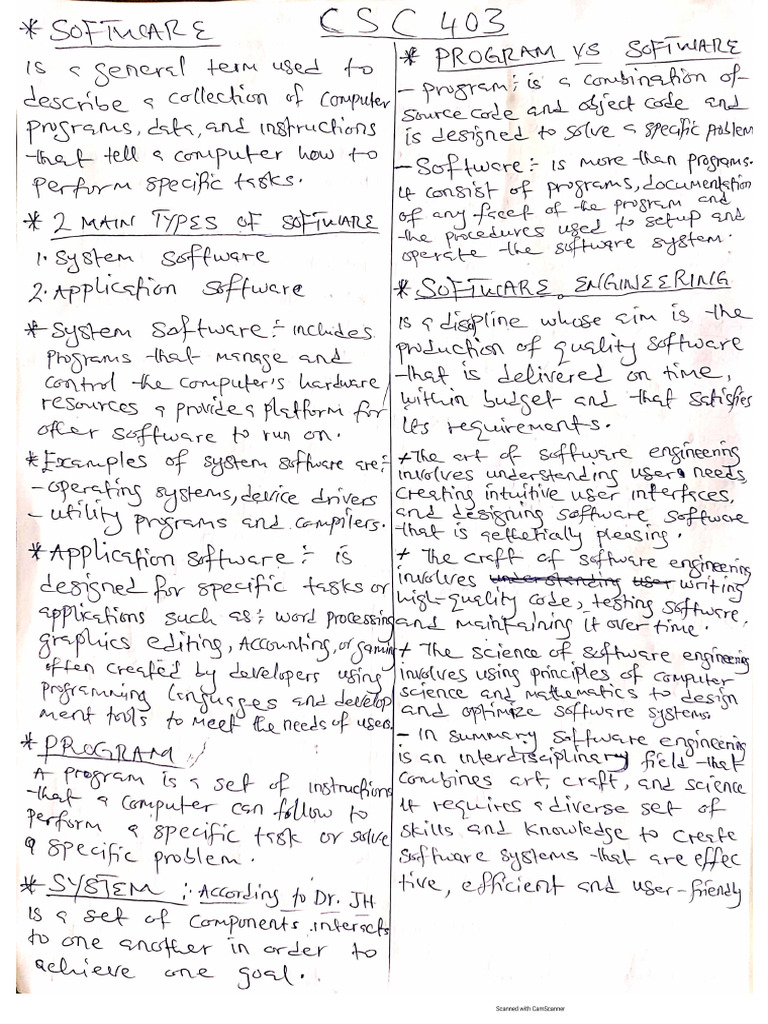 CSC 403 Summary | PDF
