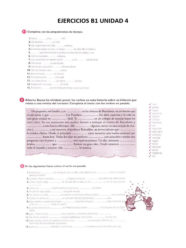 Ejercicios b1 Unidad 4 | PDF