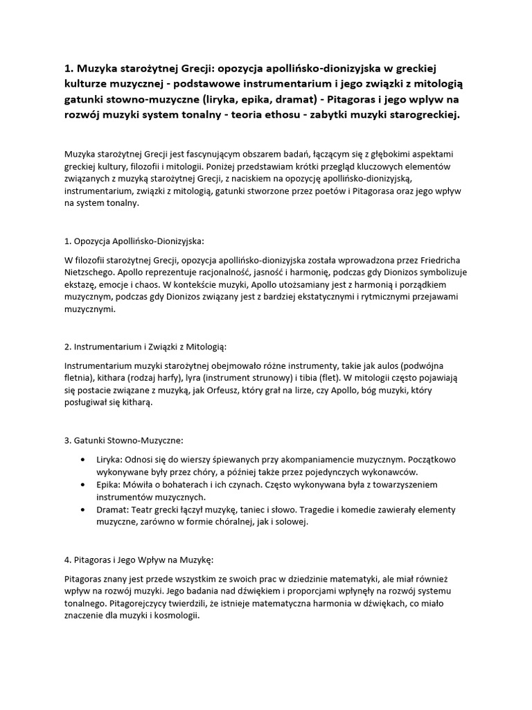 Historia Muzyki Notatki 1sem | PDF
