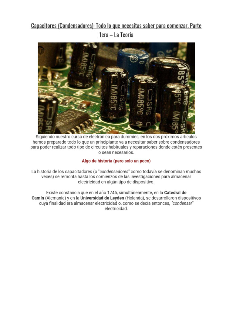 Capacitores: Teoría y Funcionamiento | PDF | Condensador | Capacidad