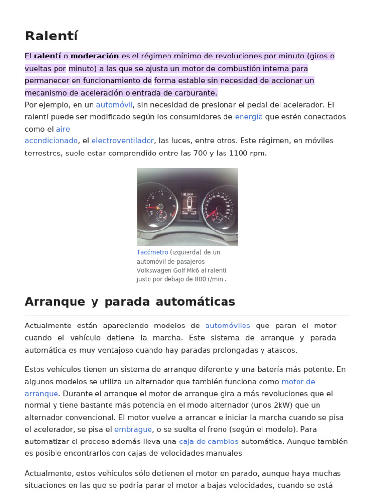 Ralentí en Motores de Combustión | PDF | Vehículos terrestres ...