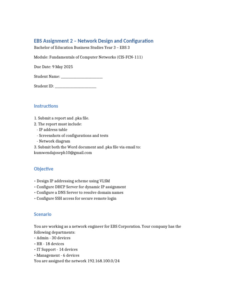 EBS Assignment Report Template | PDF
