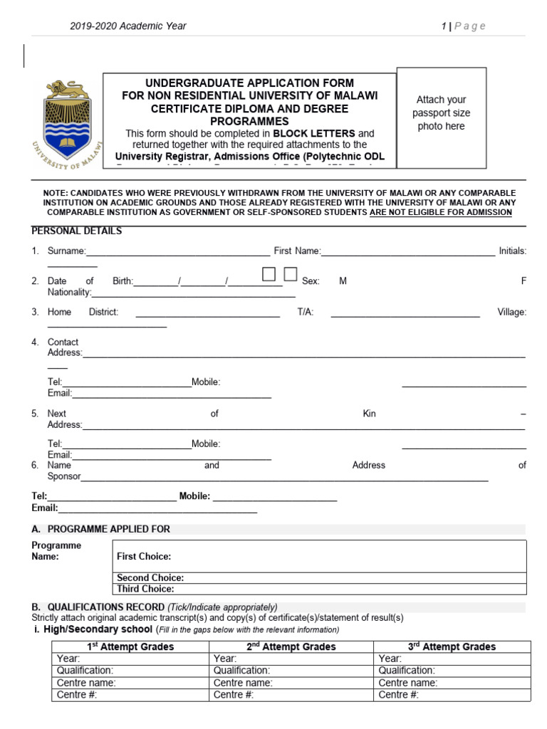 Non - Residental Aplication Form | PDF | Academic Degree | Diploma