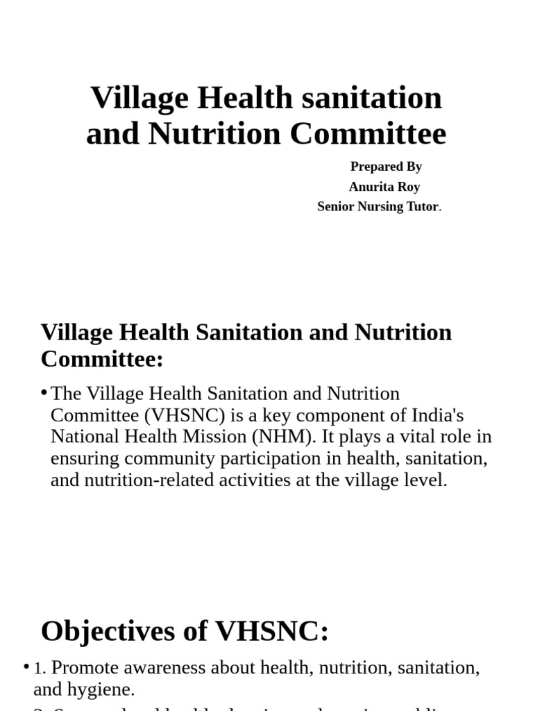 Village Health Sanitation Committee Overview | PDF | Health Care ...