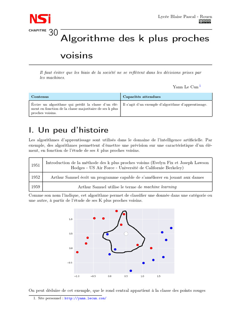 Algorithme des k plus proches voisins | PDF | Apprentissage automatique ...