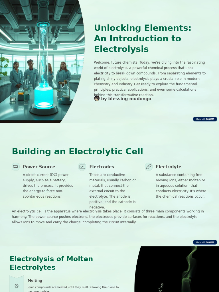 Unlocking Elements An Introduction To Electrolysis | PDF | Ion | Electrode