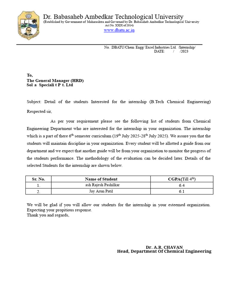 Internship Format | PDF