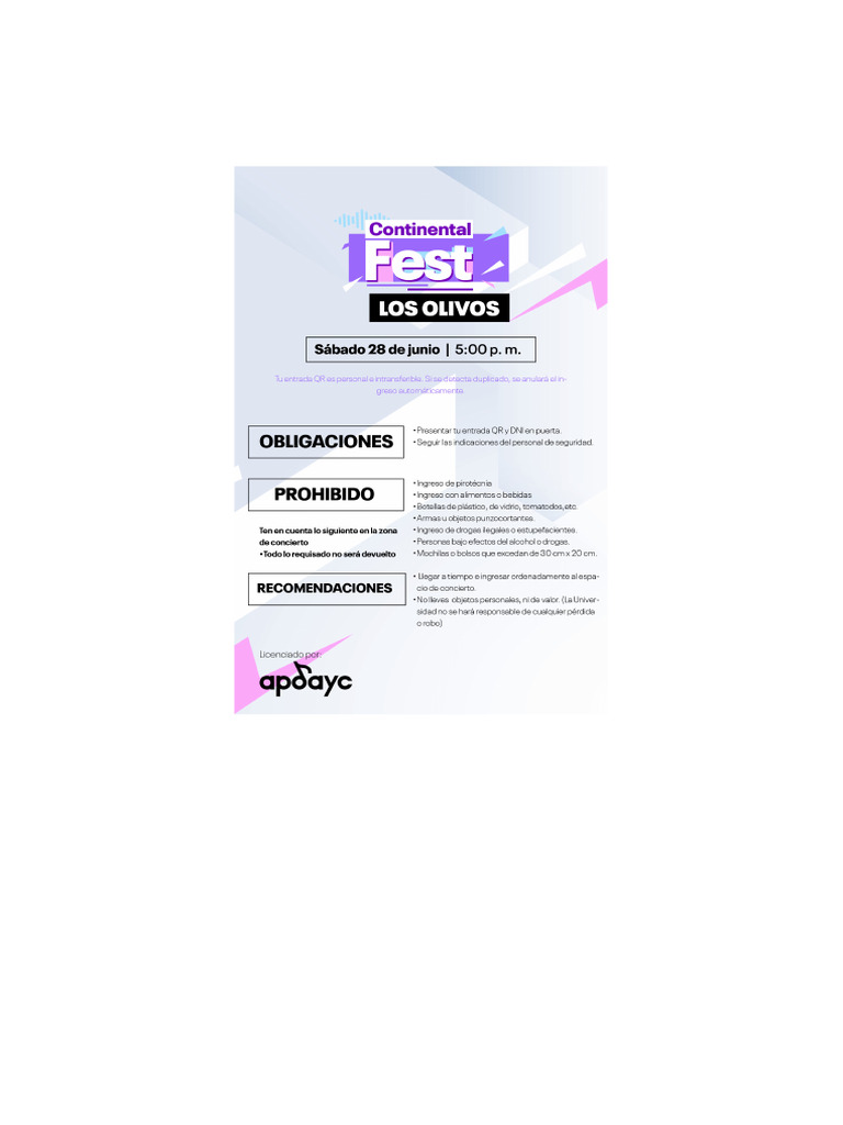 Entrada - 2025 - Continental Fest - Campus Los Olivos | PDF