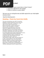 Stealing - Carol Ann Duffy | PDF